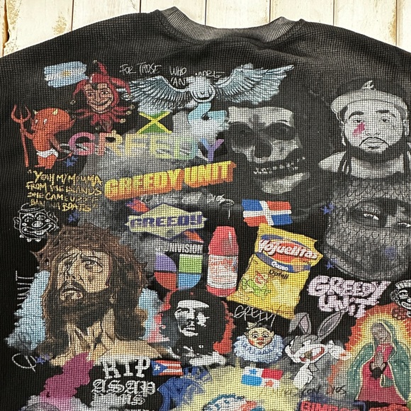 Greedy Unit | Shirts | Greedy Unit Ny Graffiti All Over Thermal Ls ...